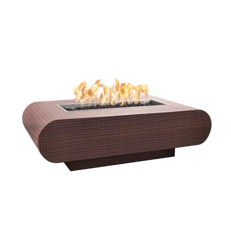 The Outdoor Plus La Jolla 48" Rectangular Hammered Copper Gas Fire Pit ...