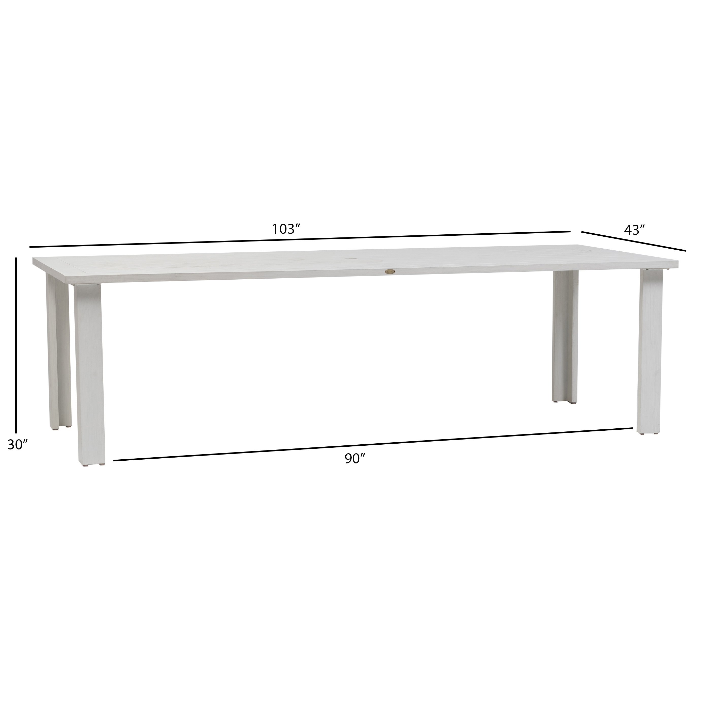Ratana Limo 103" Aluminum Rectangular Dining Table | AuthenTEAK