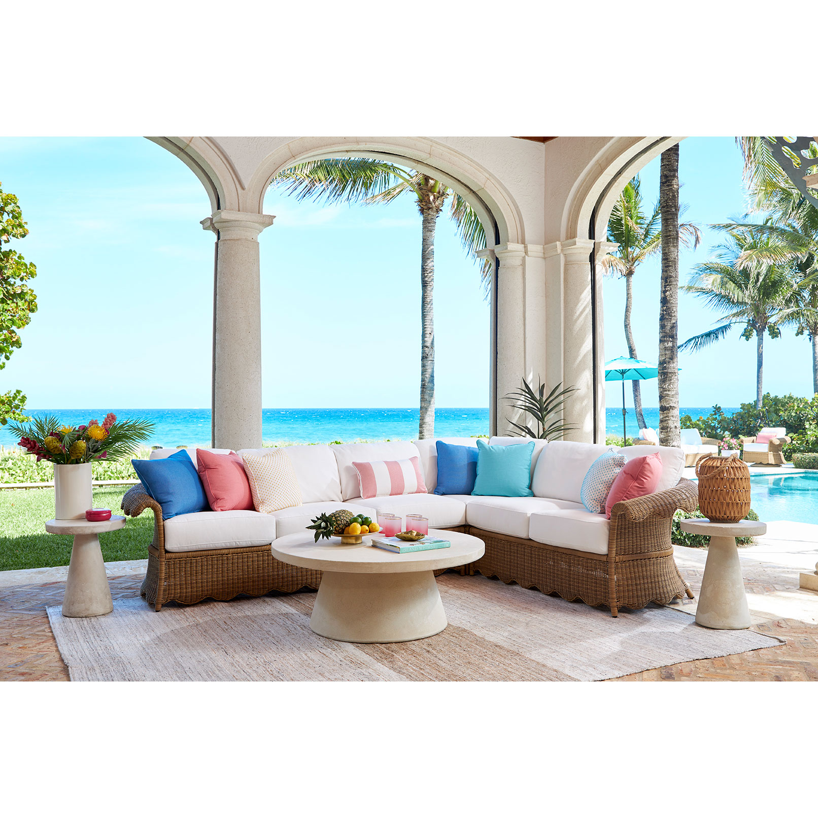 Lane Venture Cleary Wicker Corner Outdoor Sectional Unit | AuthenTEAK