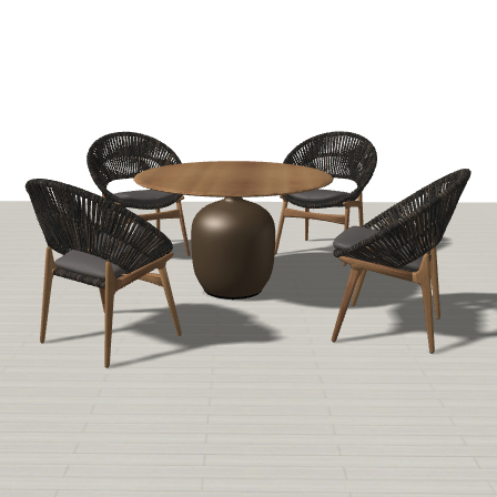 Gloster Kasha/Bora 5-Piece Round Patio Dining Set | AuthenTEAK