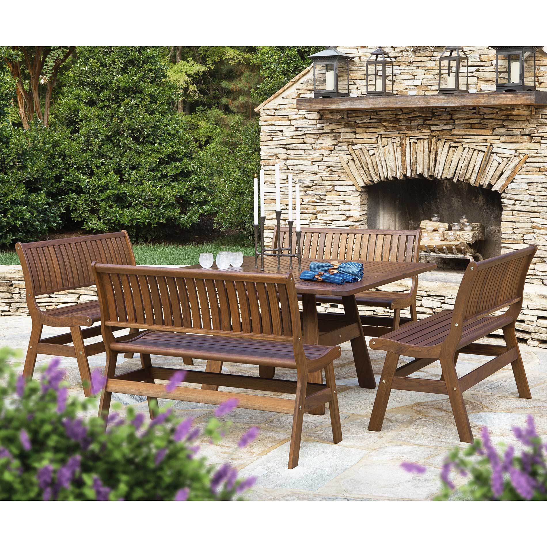 Jensen Outdoor Heritage 5-Piece Square Patio Dining Set | AuthenTEAK