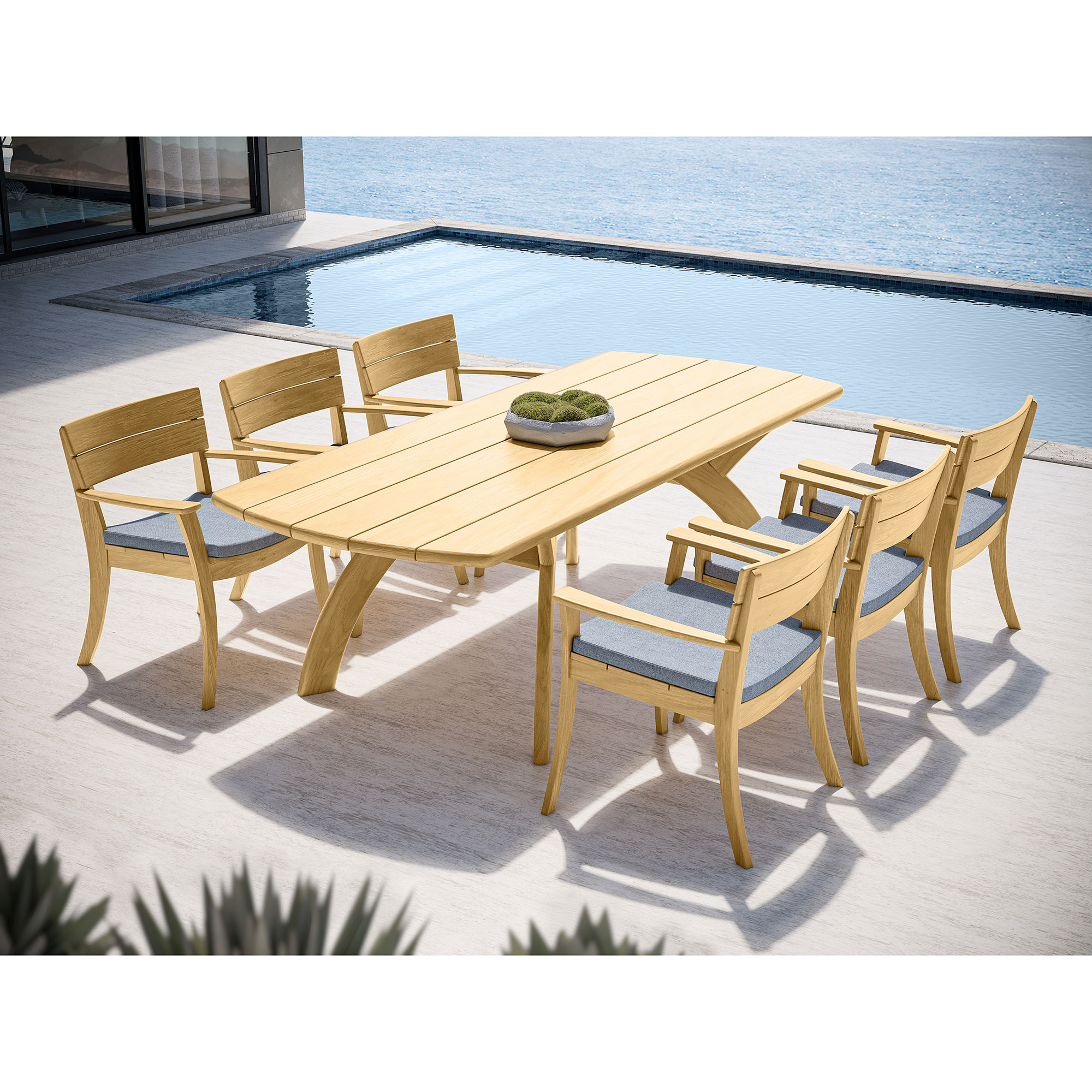 Jensen Outdoor Sorrento 7-Piece Rectangular Patio Dining Set | AuthenTEAK