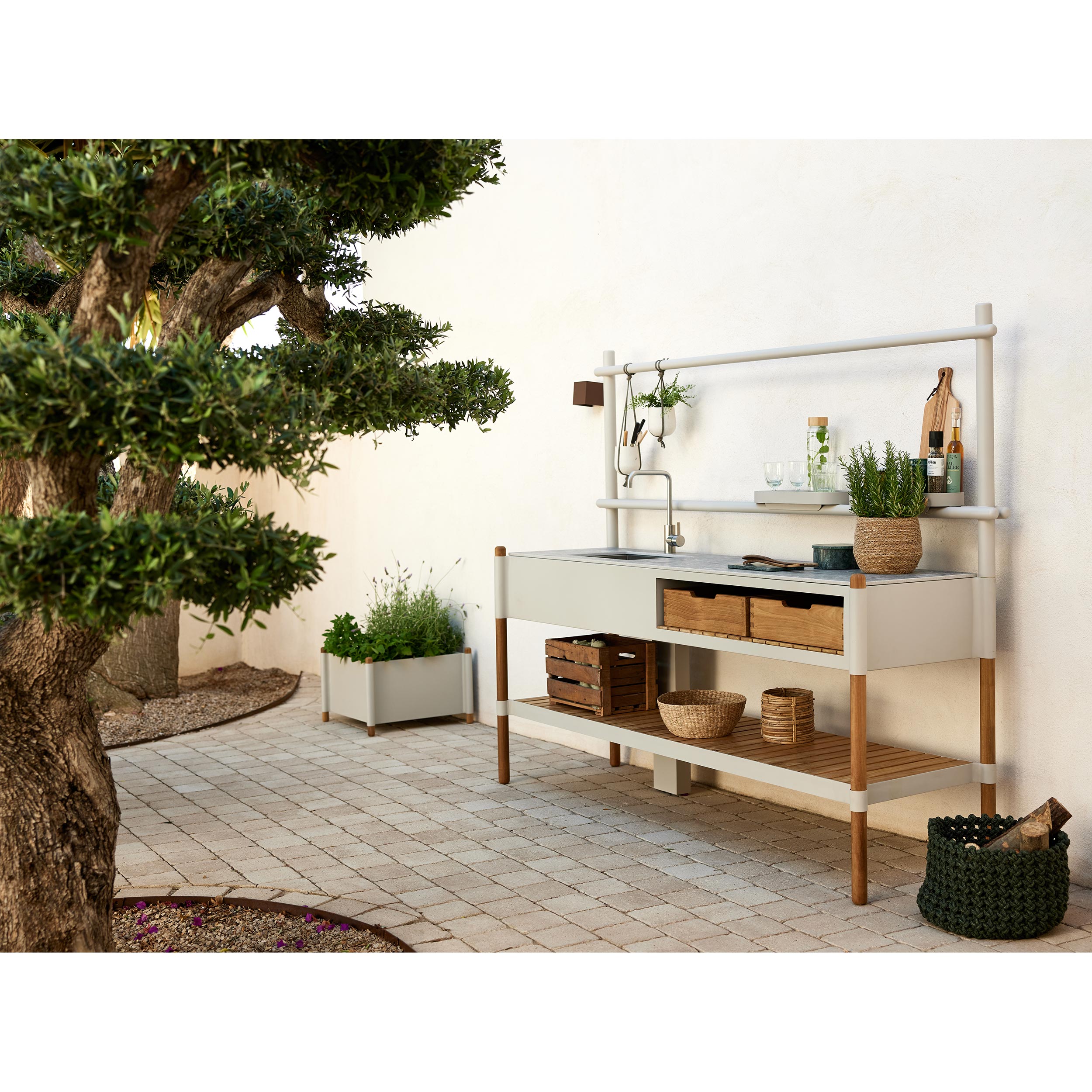 Cane-line Sticks 6.9' Outdoor Kitchen Island | AuthenTEAK