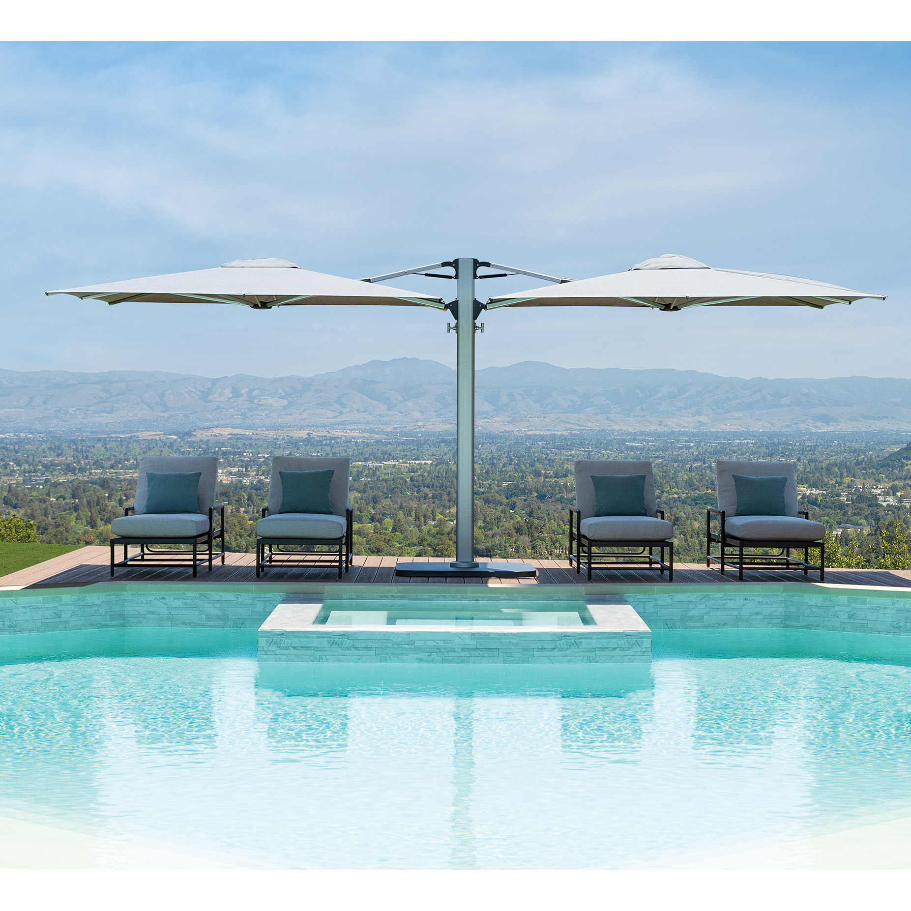 Shademaker Gemini 10' Square Double-sided Aluminum Commercial ...