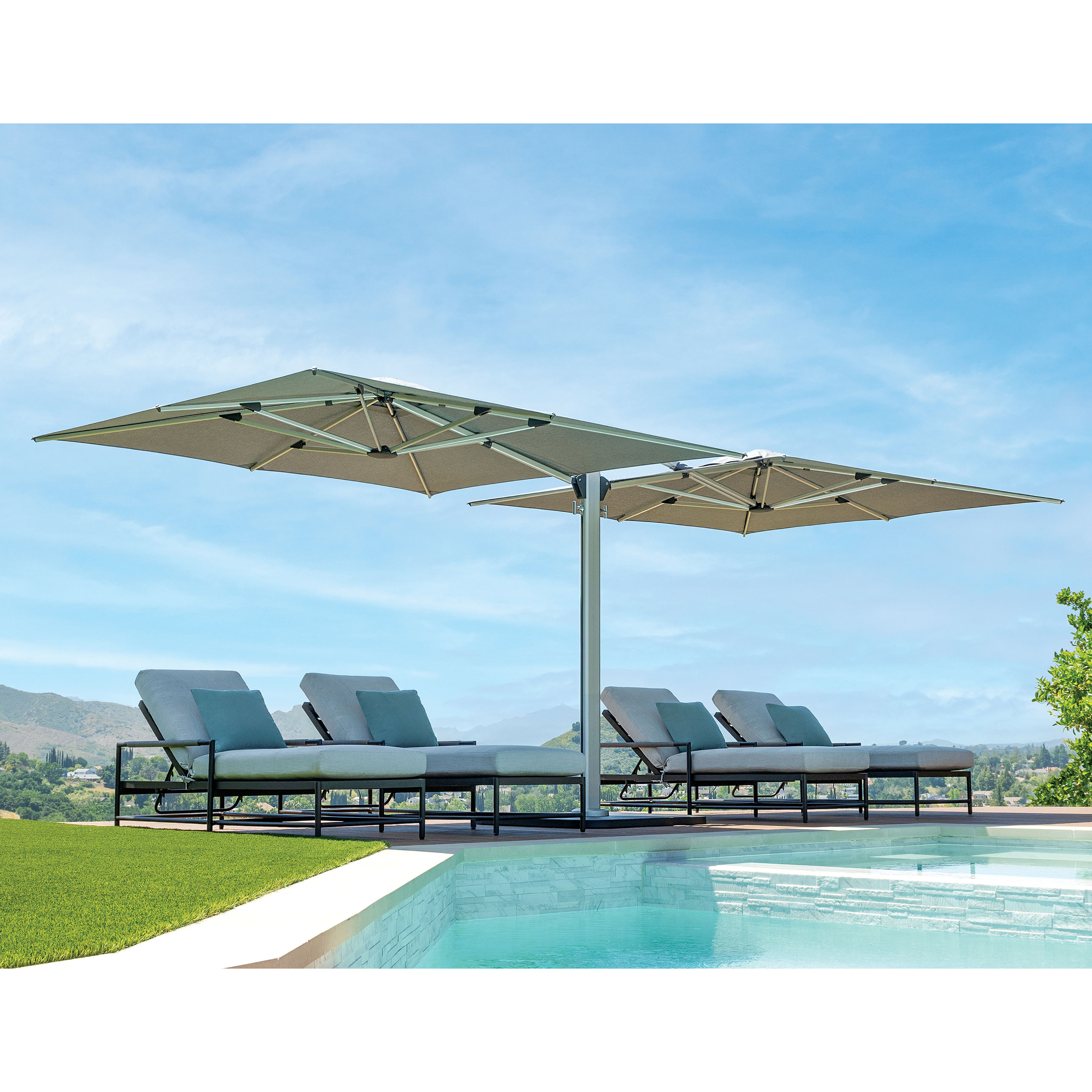 Shademaker Gemini 10' Square Double-sided Aluminum Commercial ...
