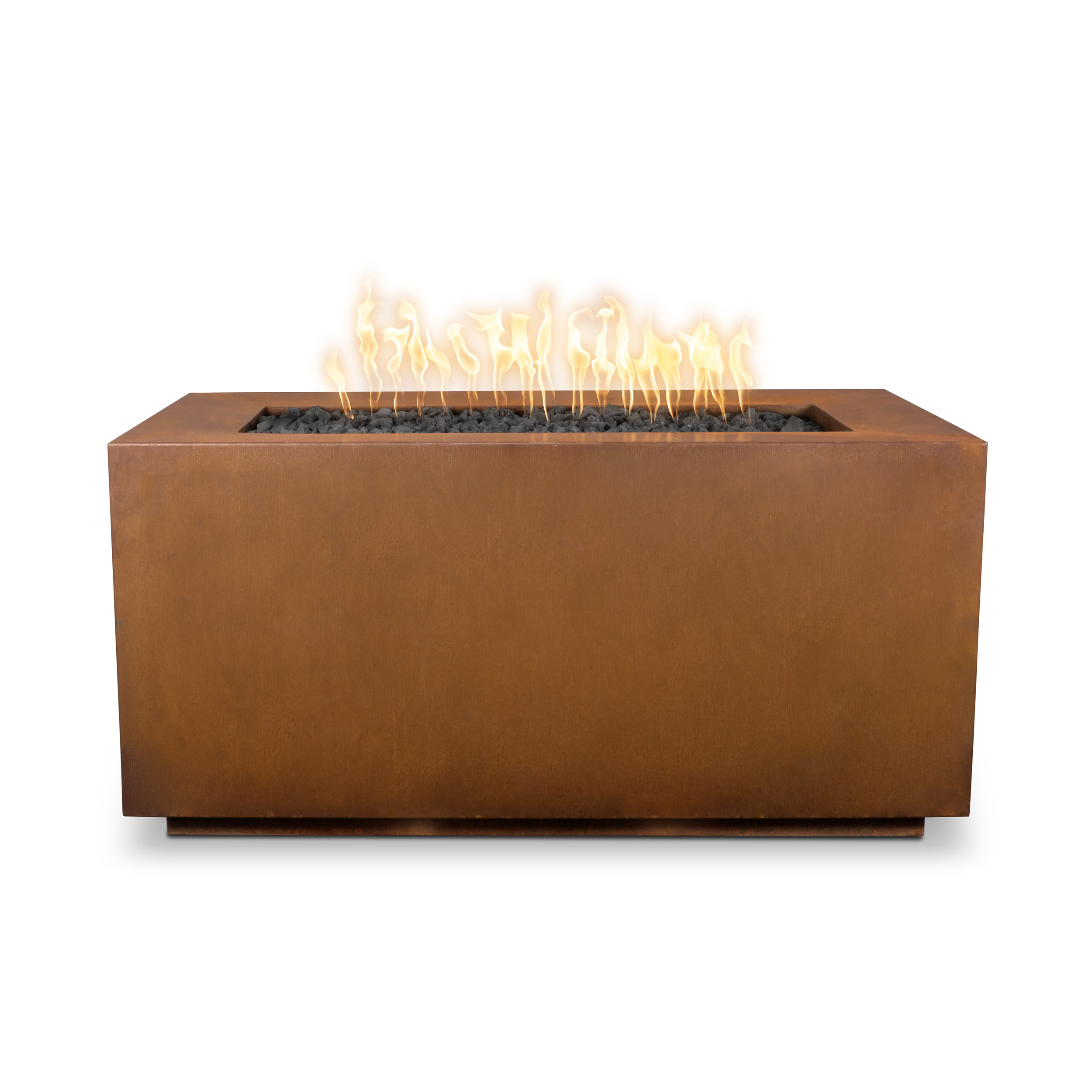 The Outdoor Plus Pismo 72" Rectangular Cor-Ten Steel Gas Fire Pit w ...