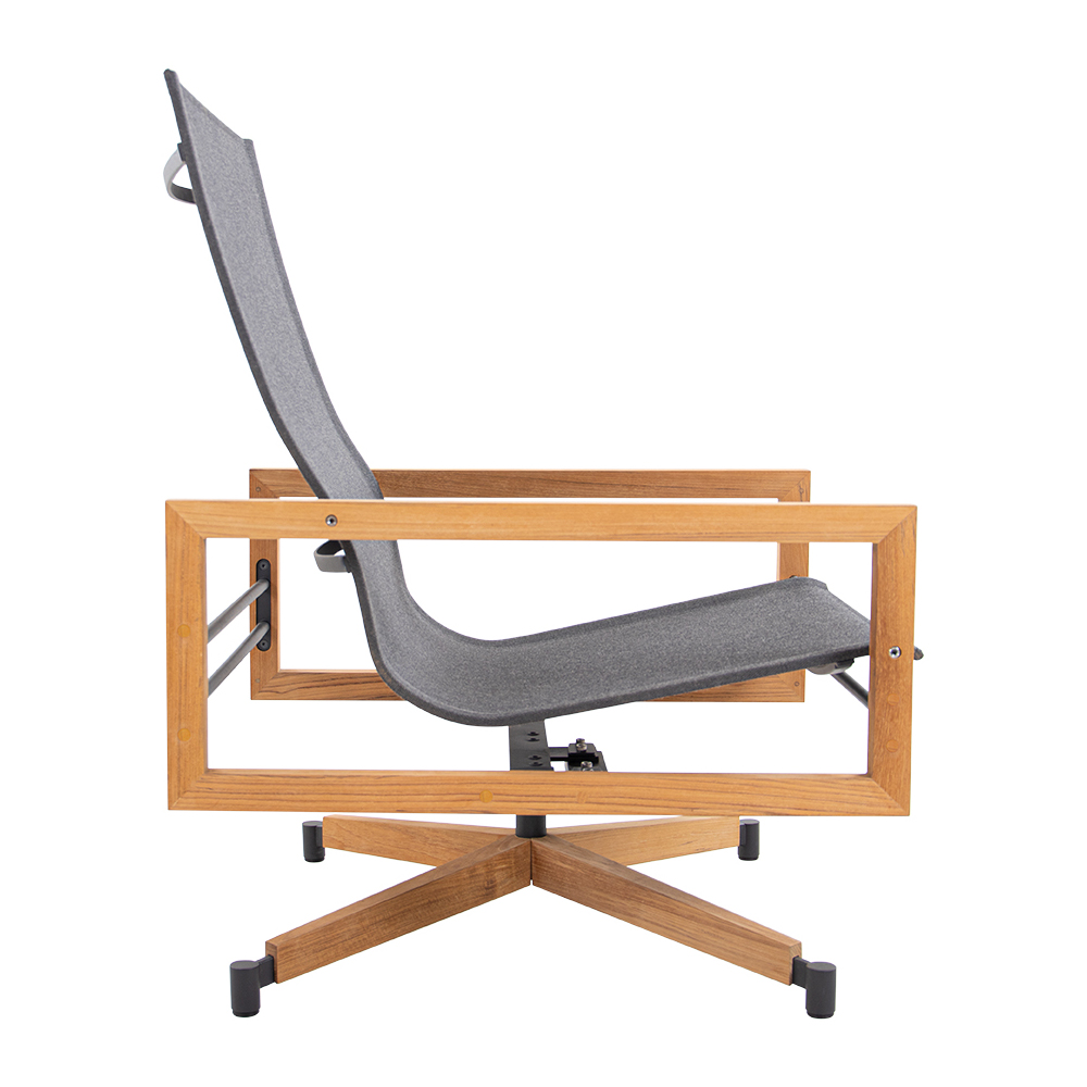 POVL Outdoor Qube Teak High Back Swivel Rocker Lounge Chair | AuthenTEAK