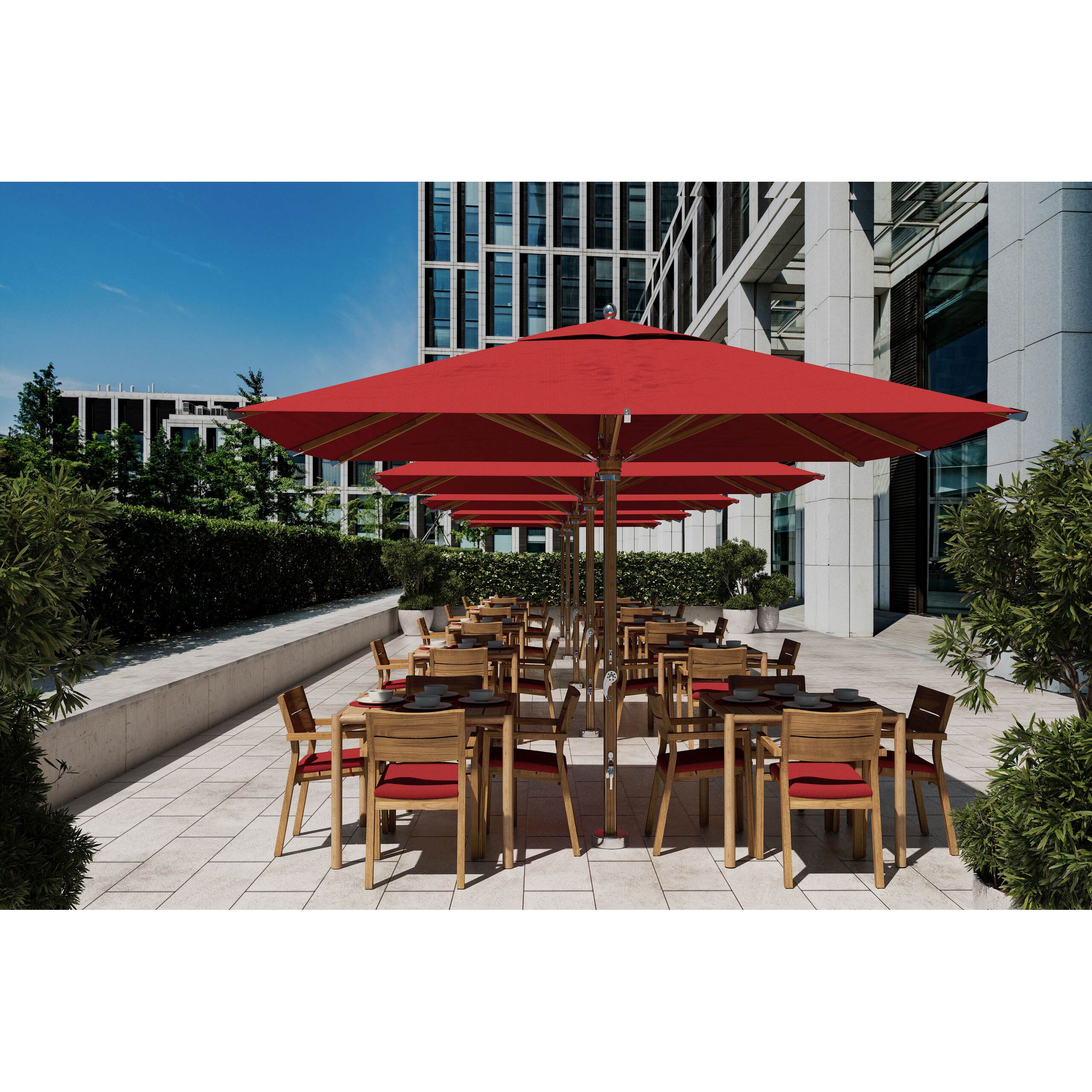 Tuuci Ocean Master Max Northstar Nautical Teak 8' x 12' Rectangular Center Post Umbrella ...
