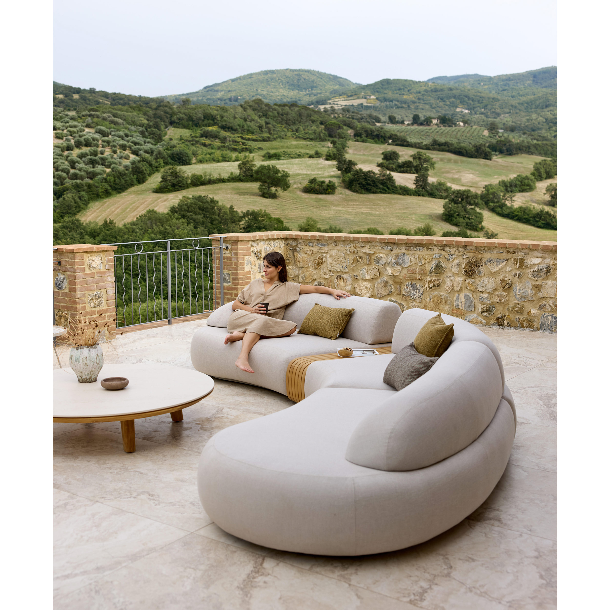 Cane-line Mellow Upholstered Center Outdoor Sectional Unit | AuthenTEAK
