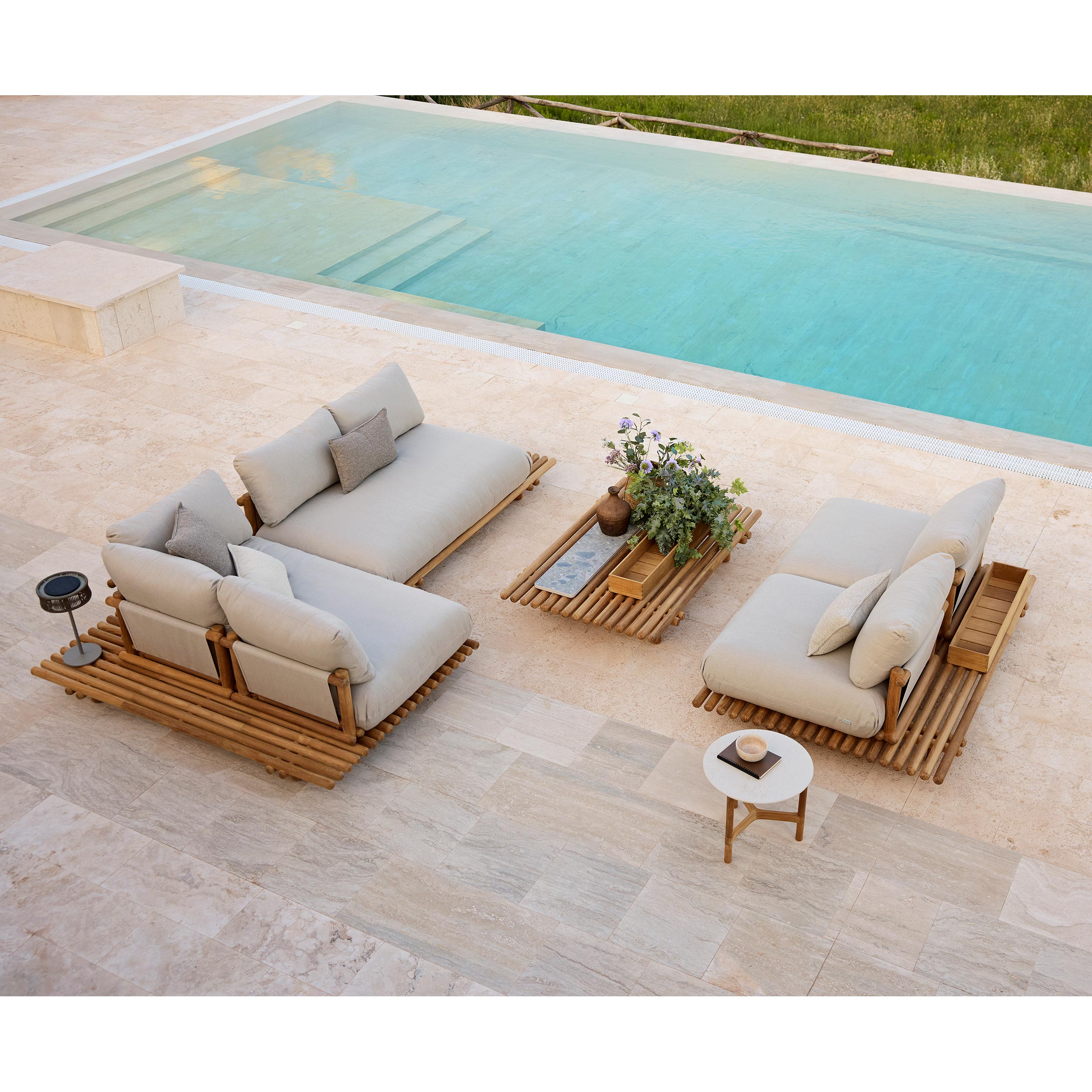 Cane-line Sticks Platform 55" Teak Rectangular Coffee Table | AuthenTEAK