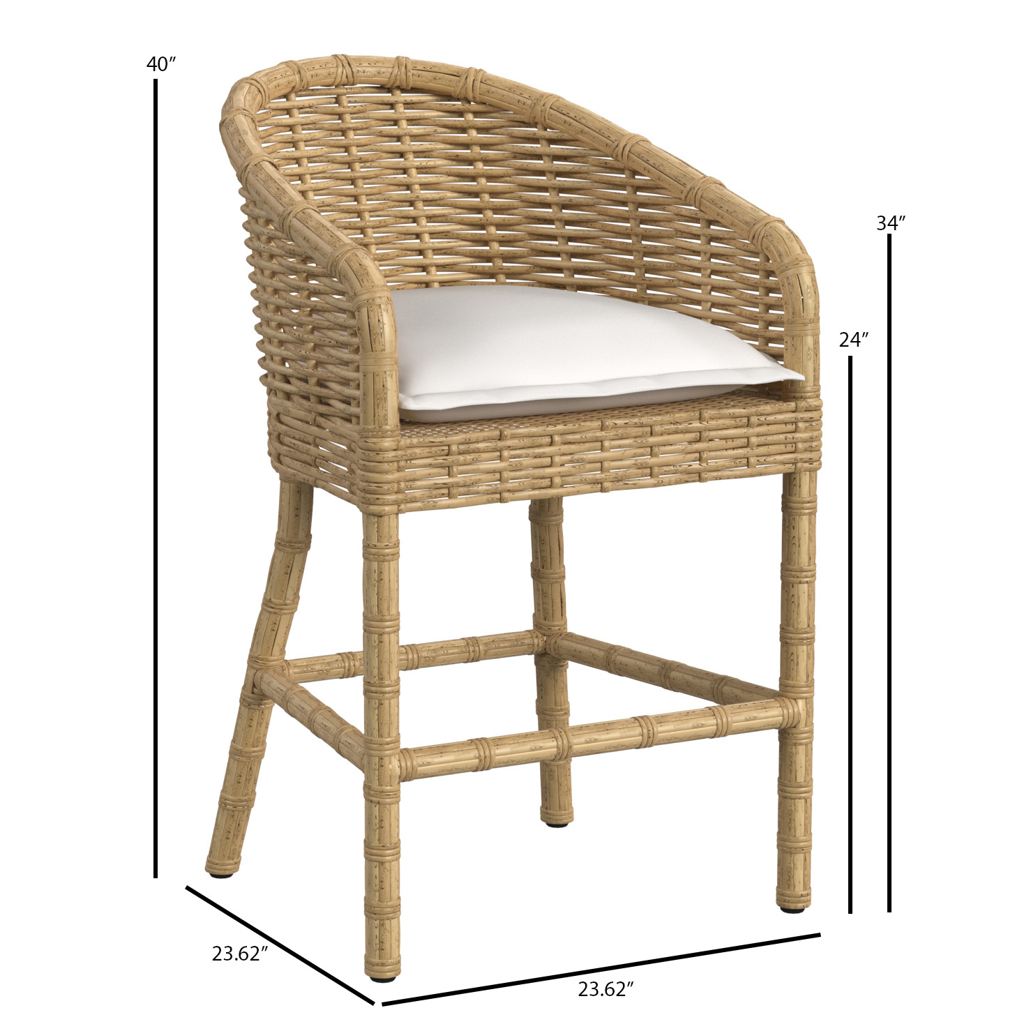 Sunset West Playa Wicker Counter Stool | AuthenTEAK