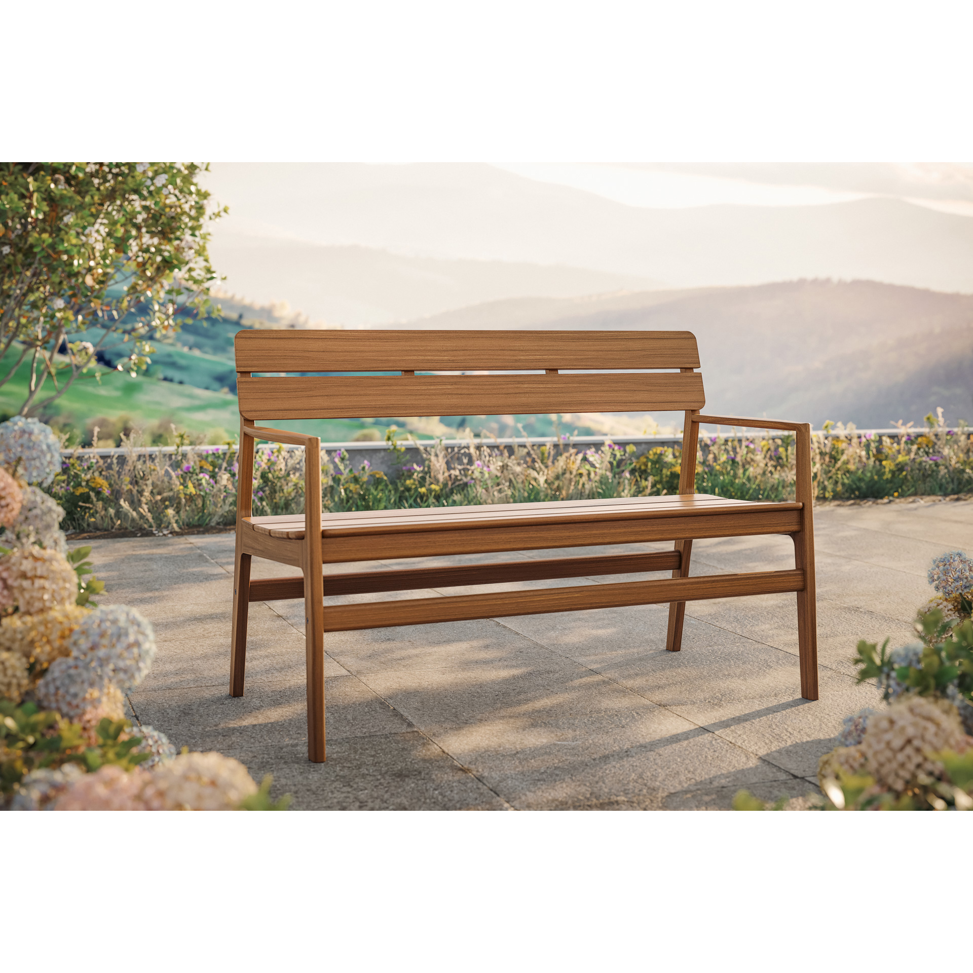 Jensen Outdoor Innova Aurora 48" Ipe Wood Bench | AuthenTEAK