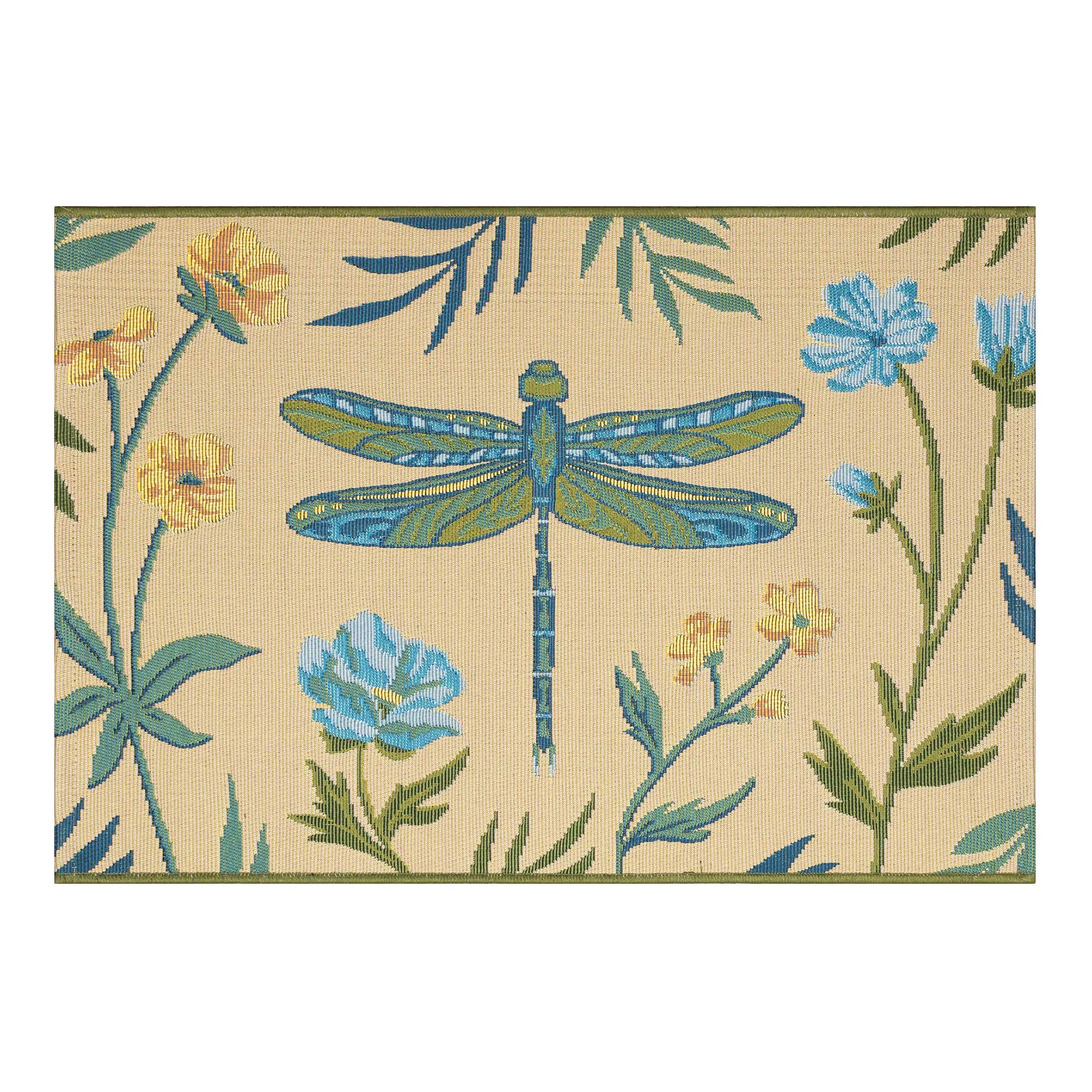 Trans-Ocean Esencia Floral Dragonfly Indoor/Outdoor Doormat | AuthenTEAK