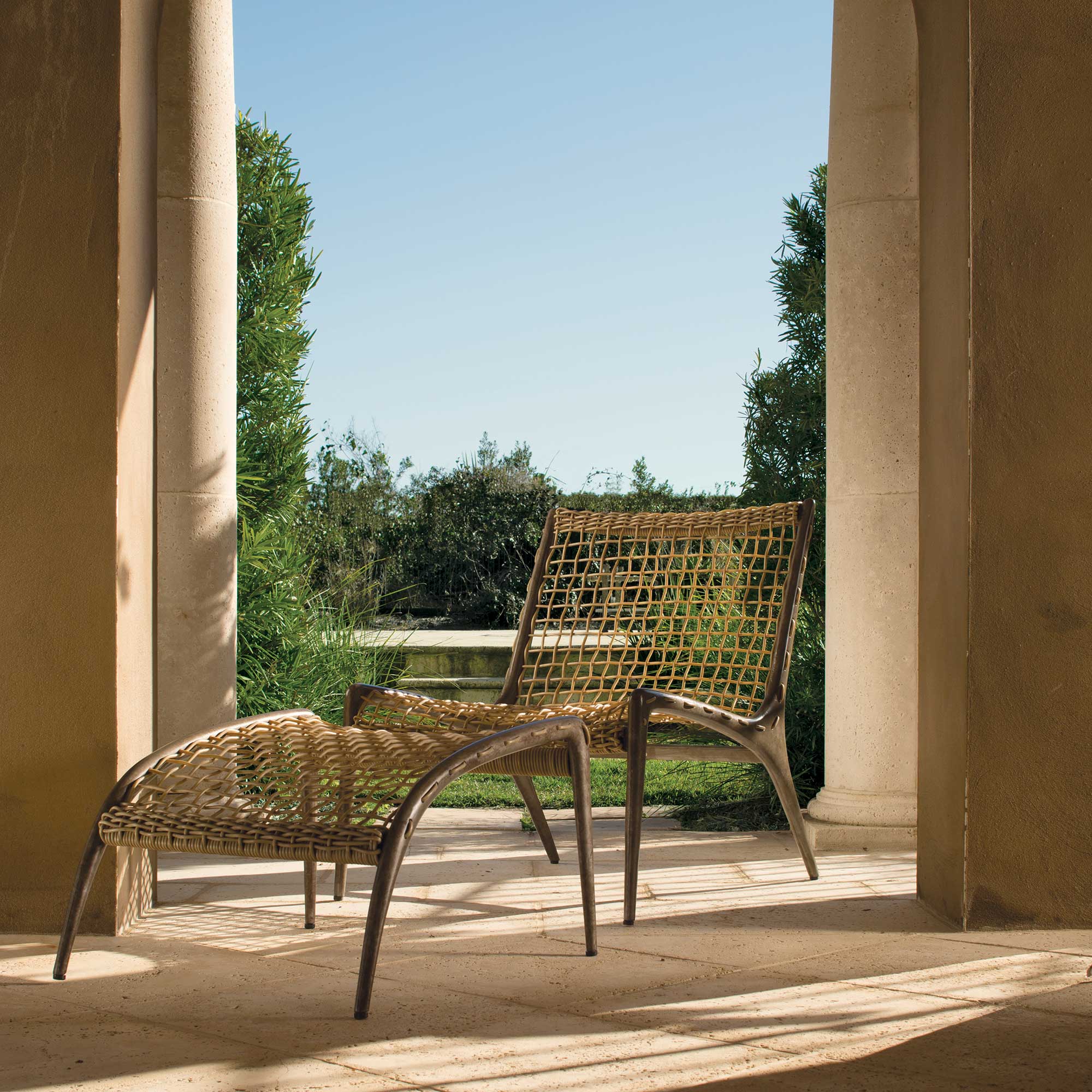 Lane Venture Hemingway Woven Outdoor Ottoman | AuthenTEAK