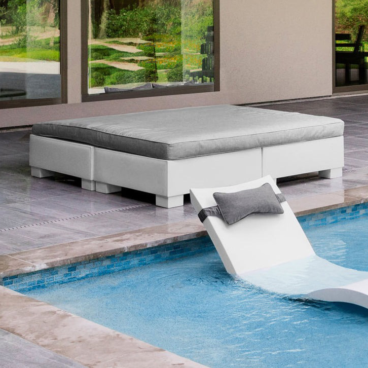 LEDGE Affinity Resin Square Sunbed with Flat Cushion | AuthenTEAK