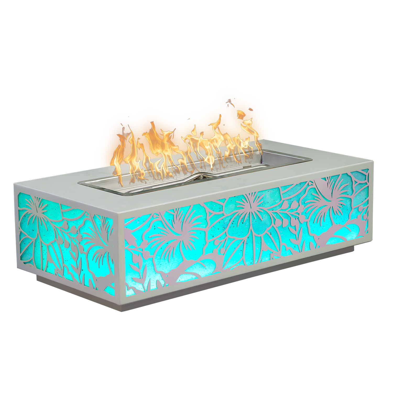 The Outdoor Plus Coronado 60" Rectangular Powder-Coated Steel Gas Fire ...