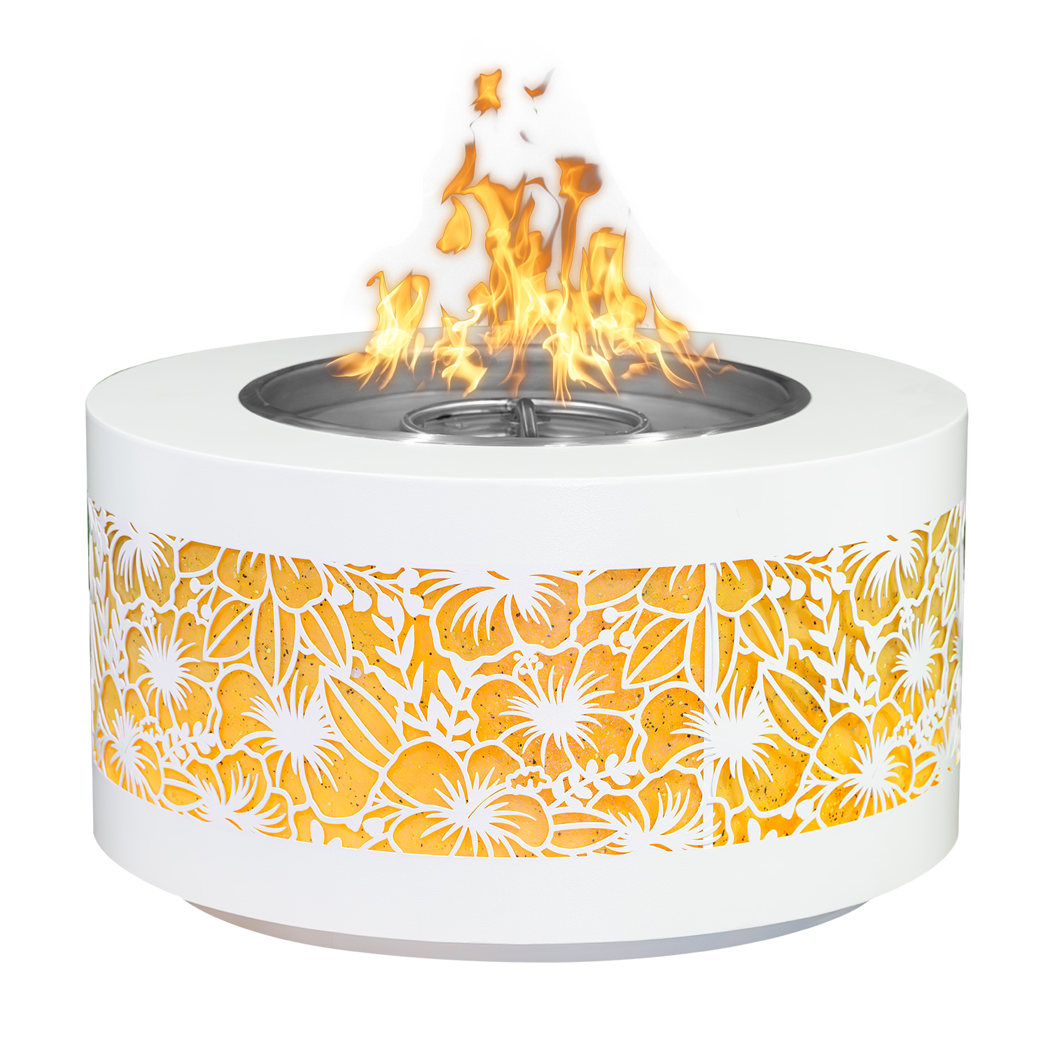 The Outdoor Plus Unity 72" Round Powder-Coated Steel Gas Fire Pit w ...