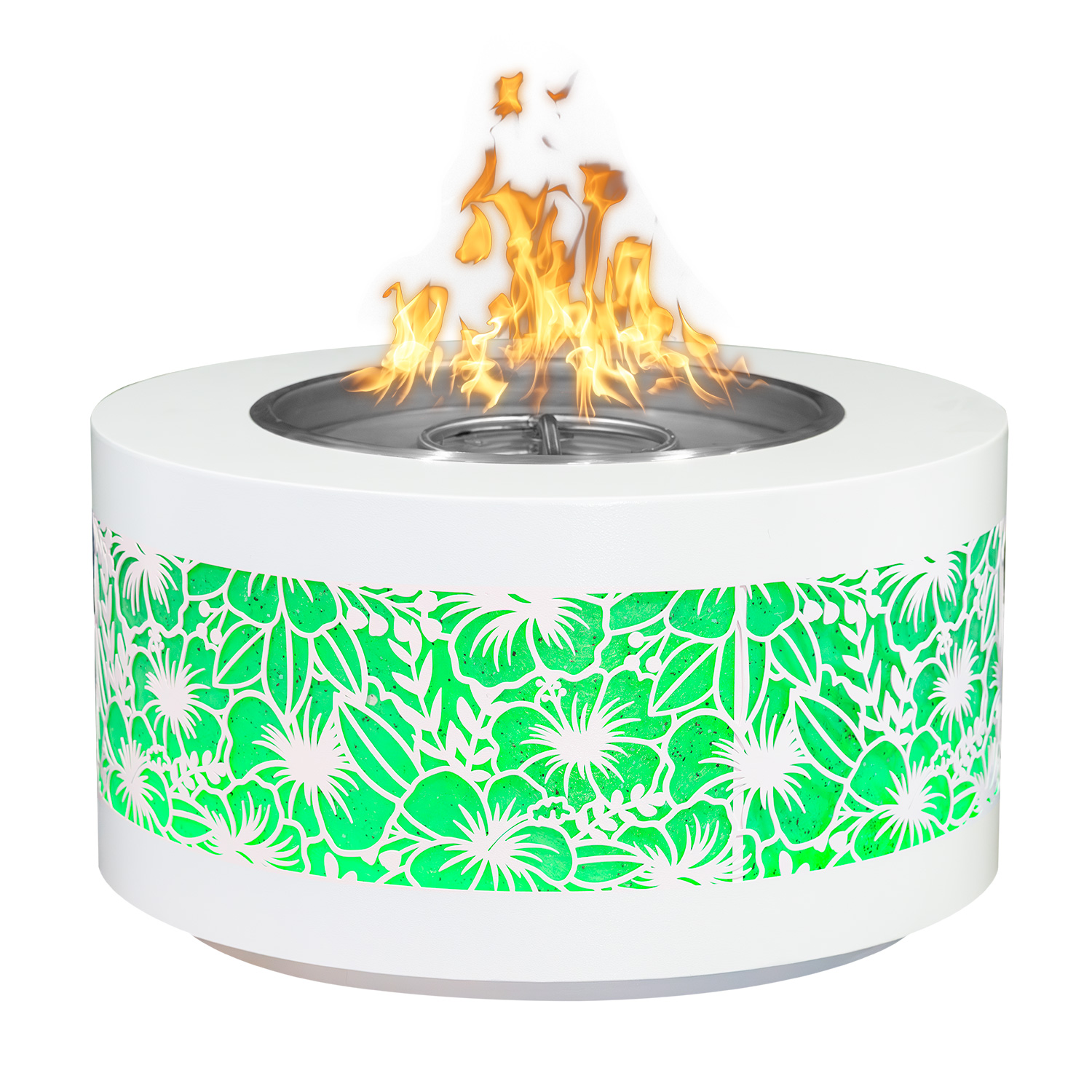 The Outdoor Plus Unity 72" Round Powder-Coated Steel Gas Fire Pit w ...