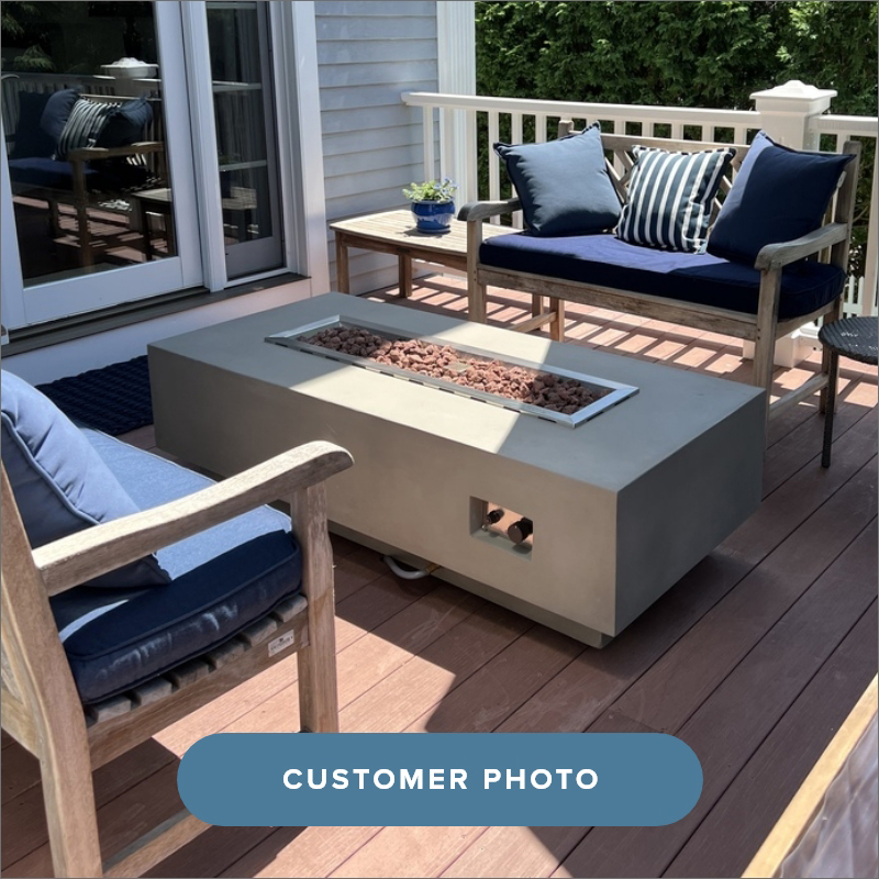 Elementi Granville 60" Rectangular Concrete Gas Fire Table Bundle ...