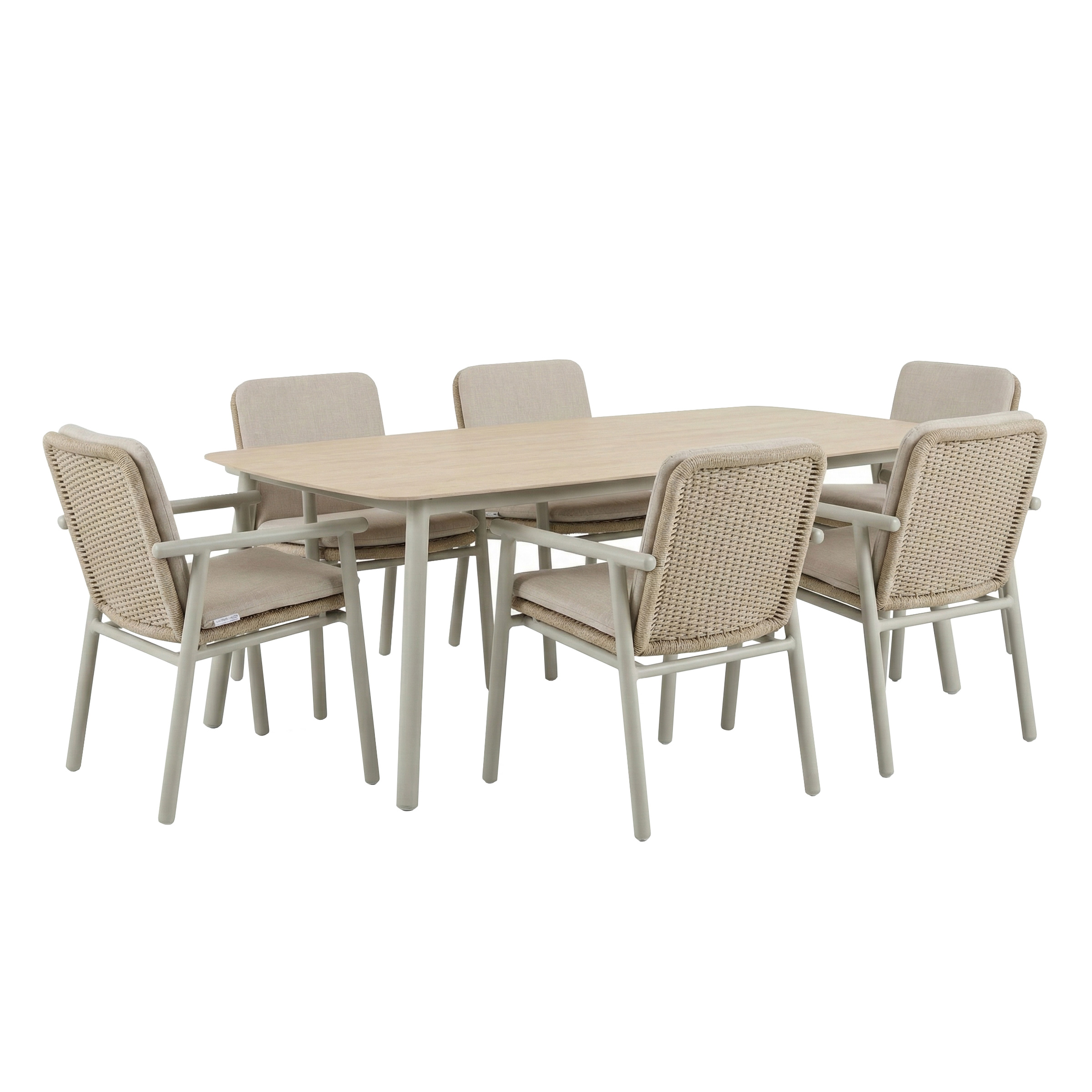 POVL Outdoor Benjee 7-Piece 94.5" Rectangular Patio Dining Set | AuthenTEAK