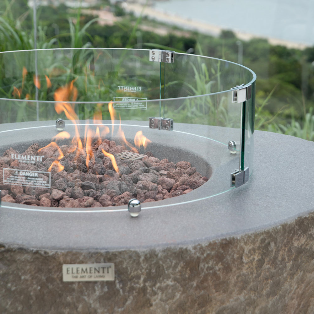 Elementi Boulder 43.5" x 35" Concrete Gas Fire Pit | AuthenTEAK