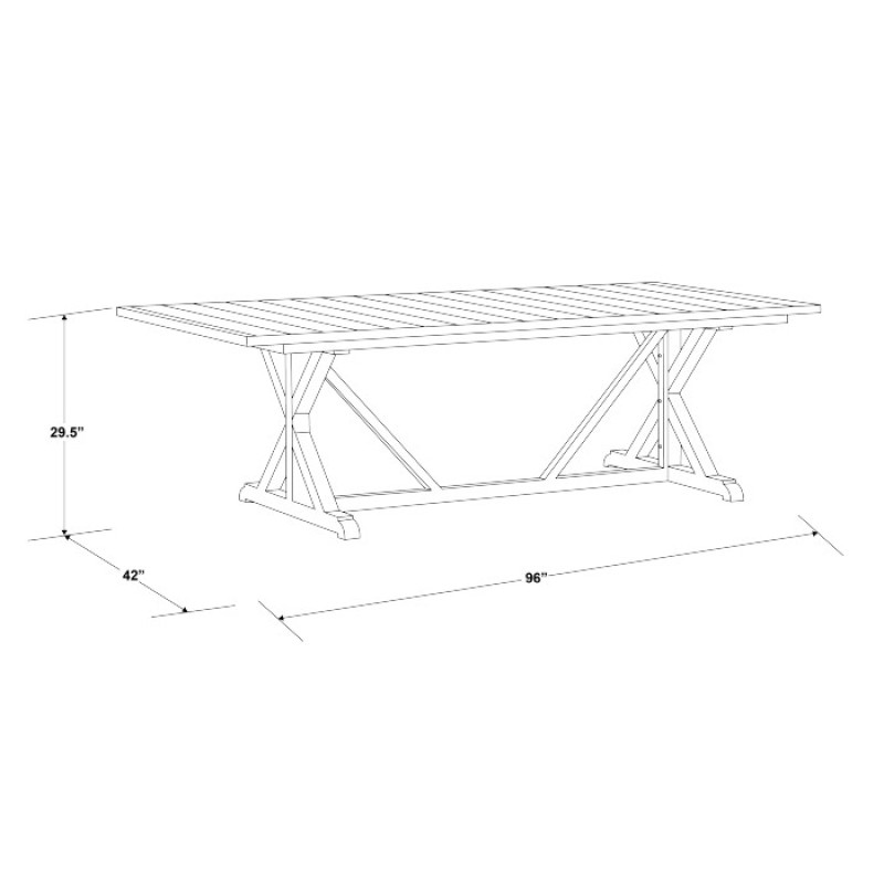Sunset West Monterey 96" Aluminum Rectangular Dining Table | AuthenTEAK