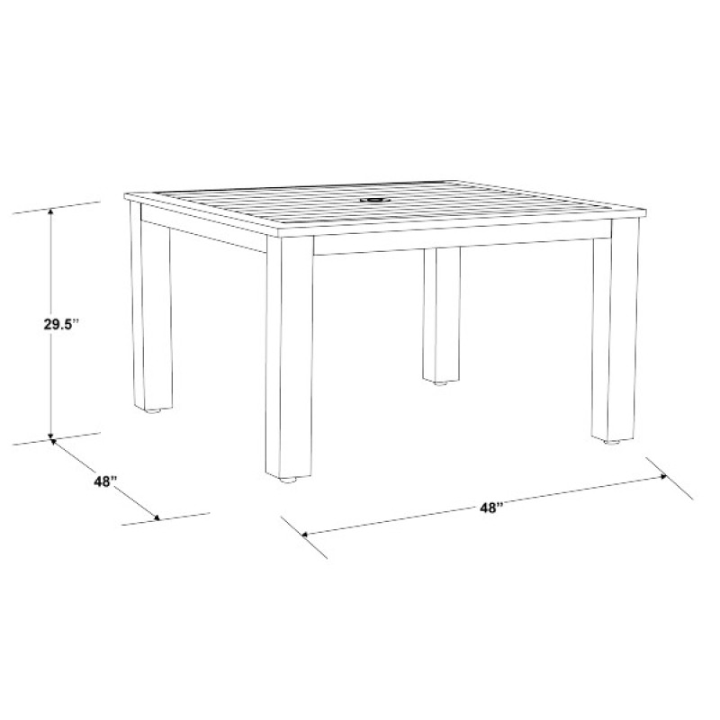 Sunset West Laguna 48" Aluminum Square Dining Table | AuthenTEAK