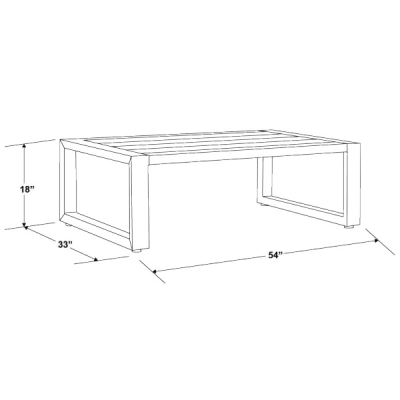 Sunset West Newport 54" Aluminum Rectangular Coffee Table | AuthenTEAK
