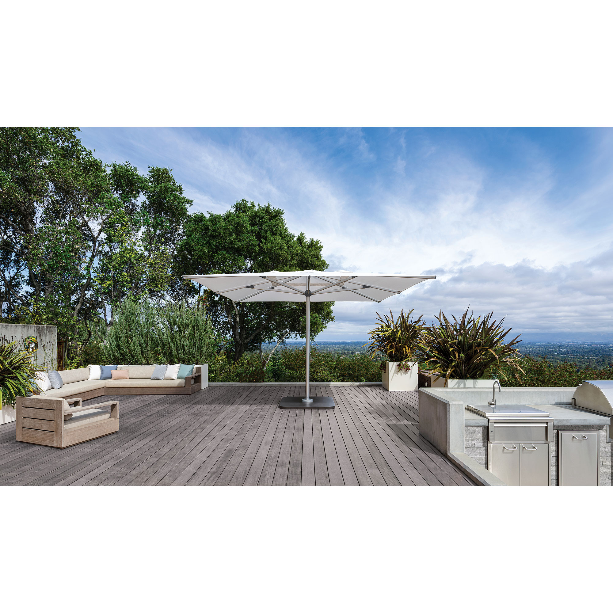 Shademaker Astral 16'4" Square Aluminum Commercial Market Patio ...