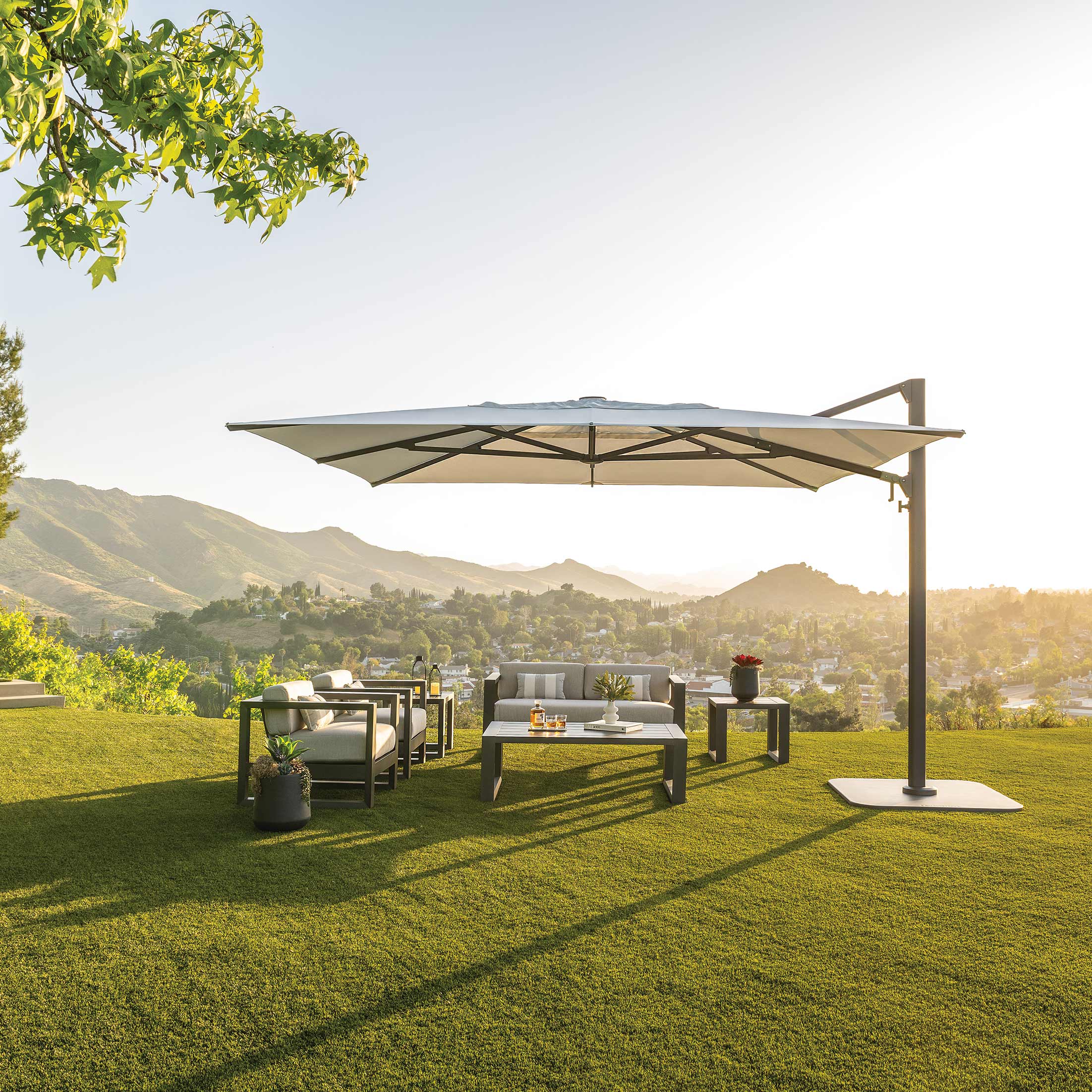 Shademaker Polaris 13'1" Square Aluminum Commercial Cantilever Patio ...