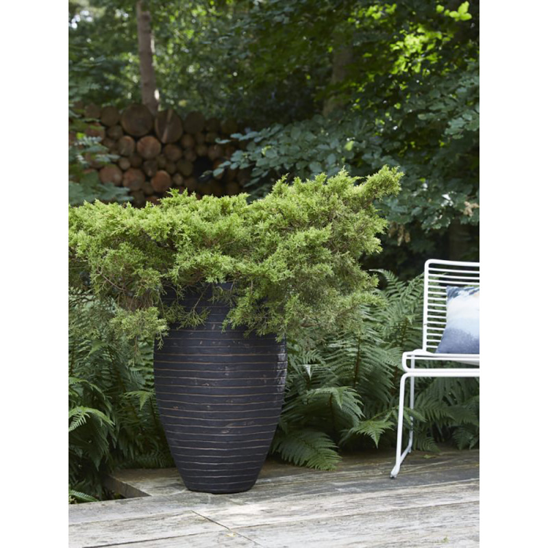 Capi Nature Elegant Deluxe Low Row Vase Planter - Black | AuthenTEAK