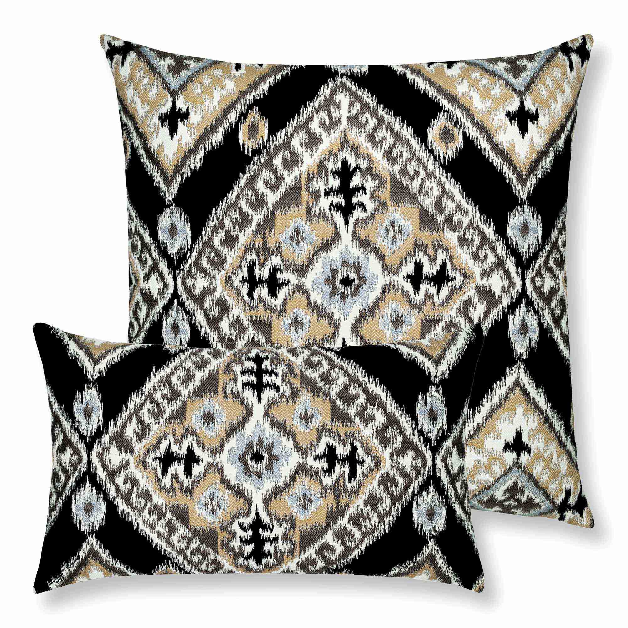 Elaine Smith 20" x 12" Ikat Diamond Onyx Lumbar Sunbrella Outdoor ...