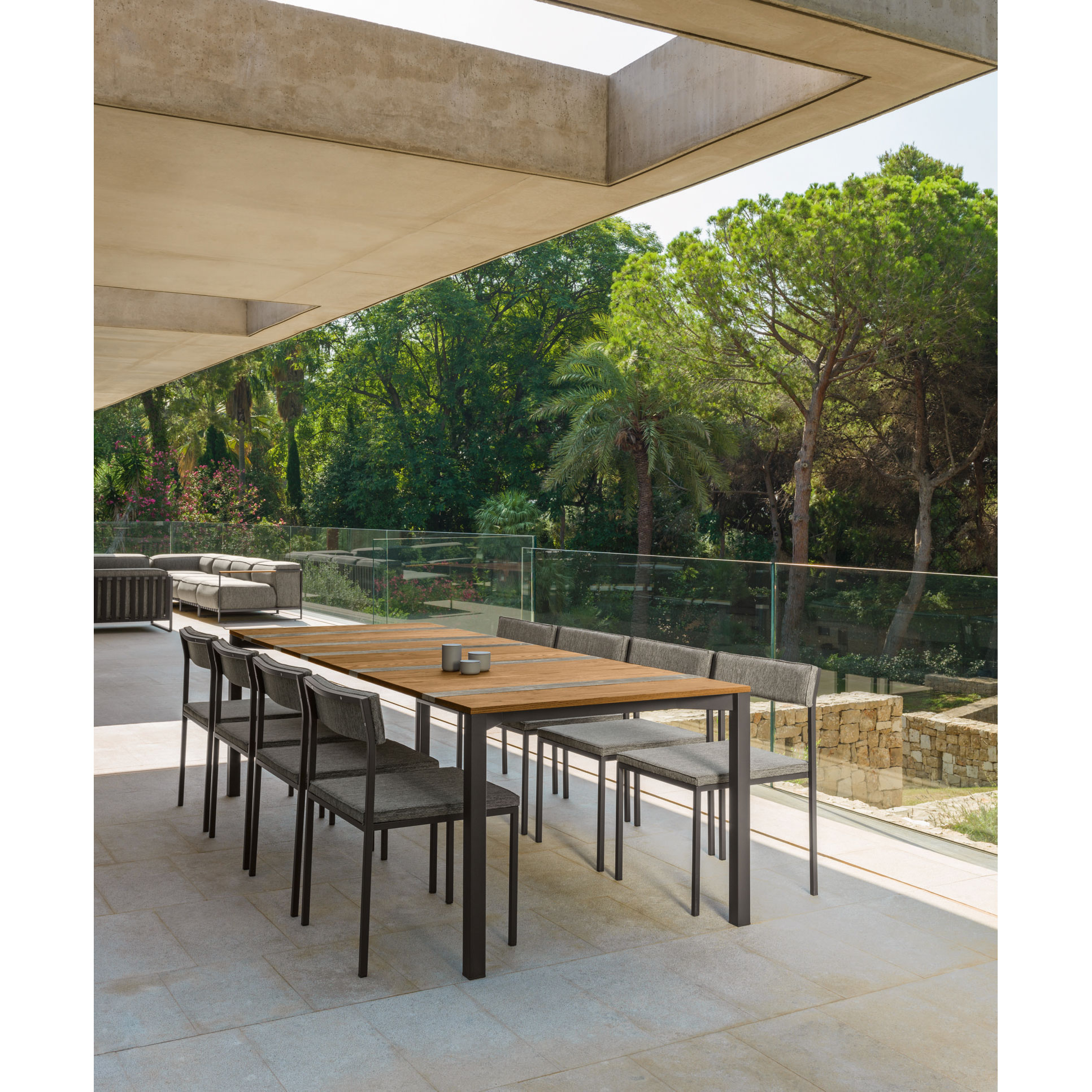 Talenti Casilda 102" Steel Rectangular Dining Table | AuthenTEAK