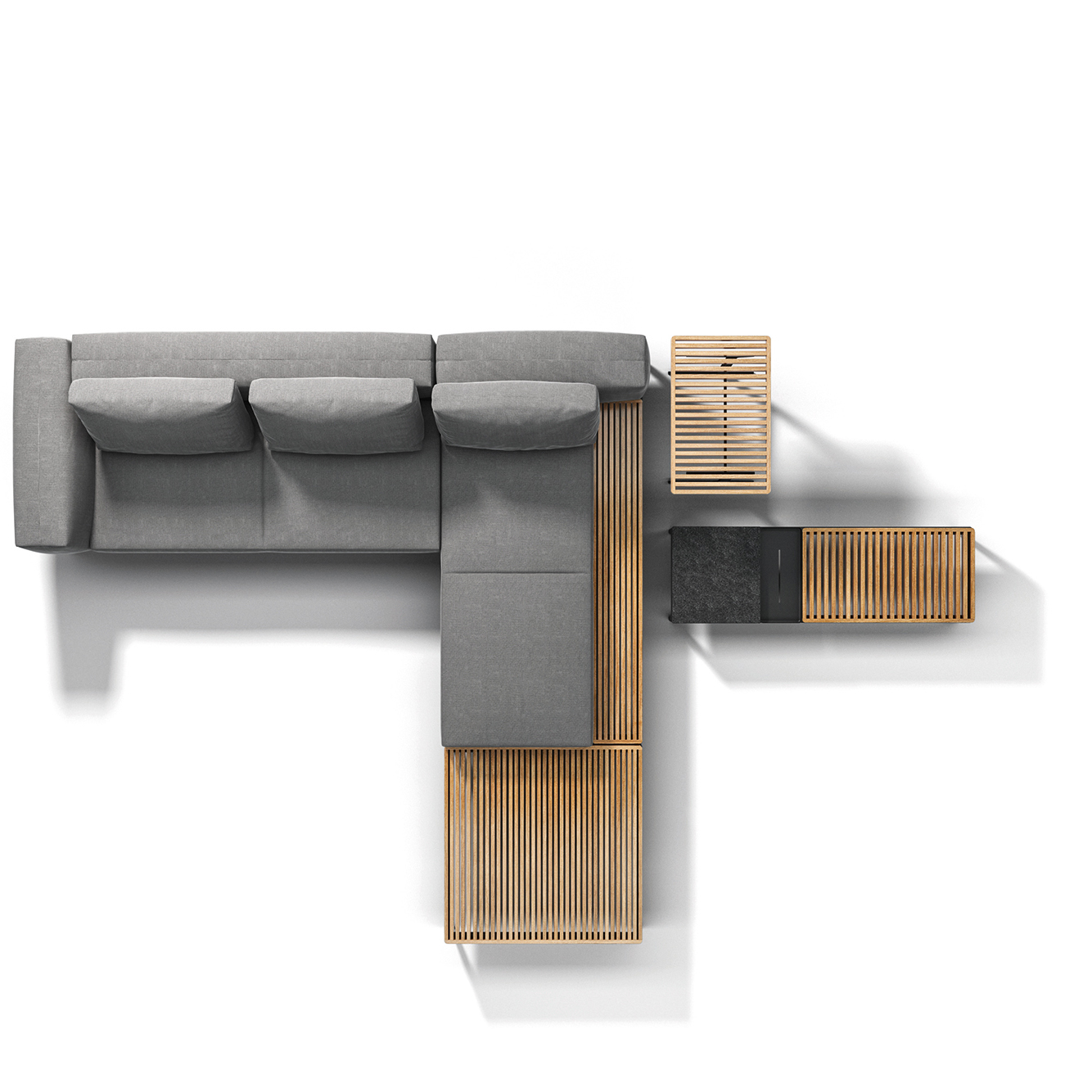 Gloster Grid Upholstered Right Chaise Outdoor Sectional Unit | AuthenTEAK