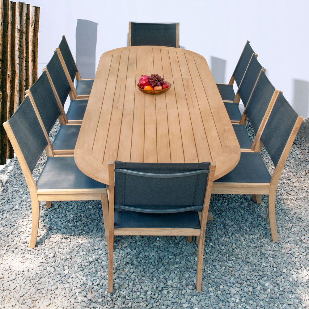 POVL Outdoor Calera 95" - 124" Teak Extending Oval Dining Table ...