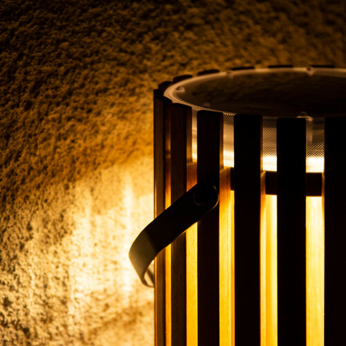 POVL Outdoor Qube Small Teak Solar LED Lantern | AuthenTEAK