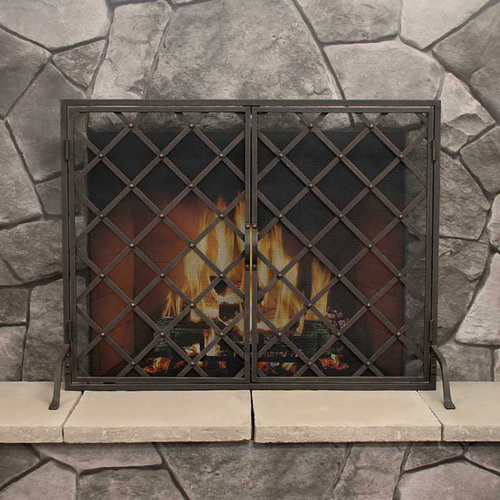 Pilgrim Iron Gate Arched Fireplace Door Screen | AuthenTEAK