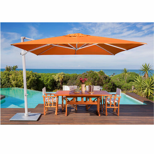 Woodline Shade Solutions Pavone 10' x 13' Rotational Rectangular Aluminum Cantilever Patio ...