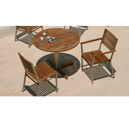 Barlow Tyrie Equinox 5-Piece Round Patio Dining Set | AuthenTEAK