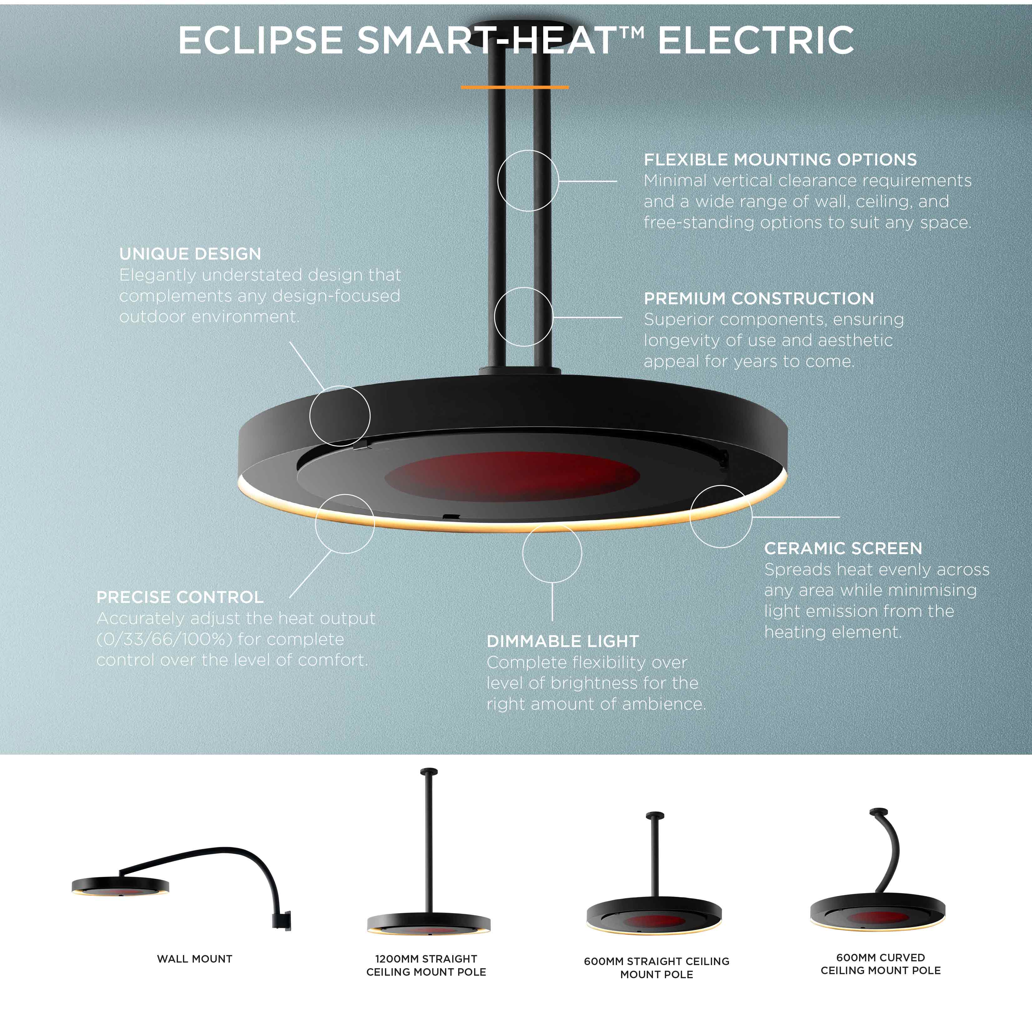 Bromic Heating Eclipse Smart-Heat 28" Ceiling Mount Electric Patio ...