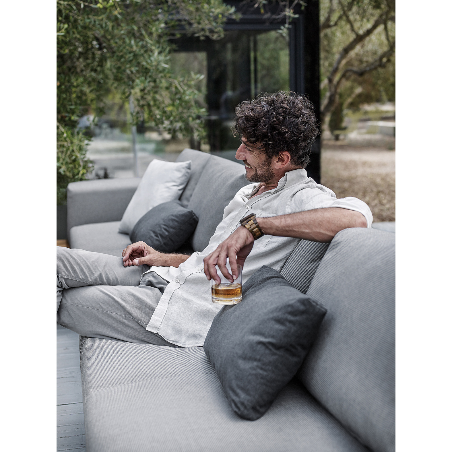 Gloster Grid Upholstered Small Center Outdoor Sectional Unit | AuthenTEAK