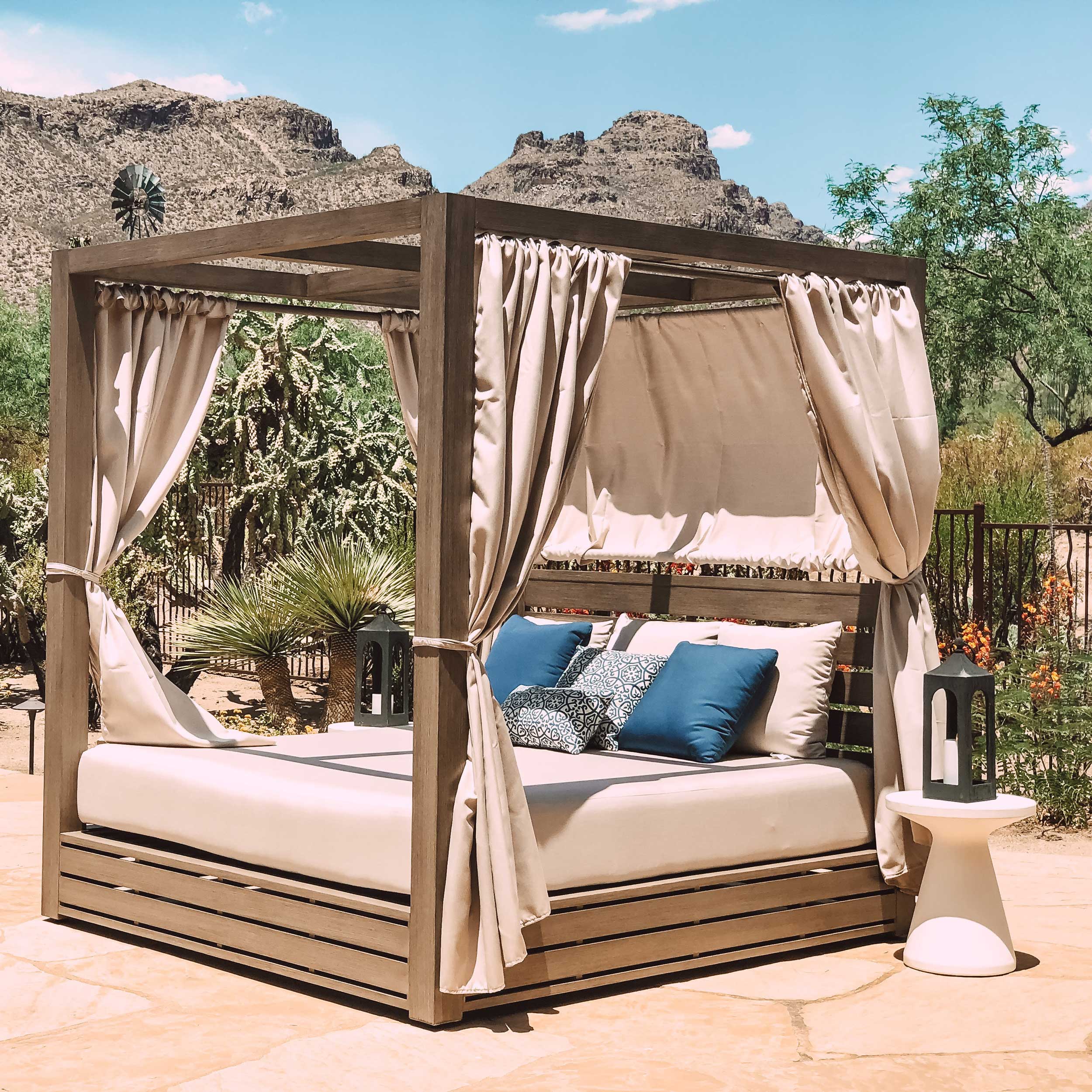 Sunset West Laguna Aluminum Resort King Outdoor Daybed Cabana | AuthenTEAK